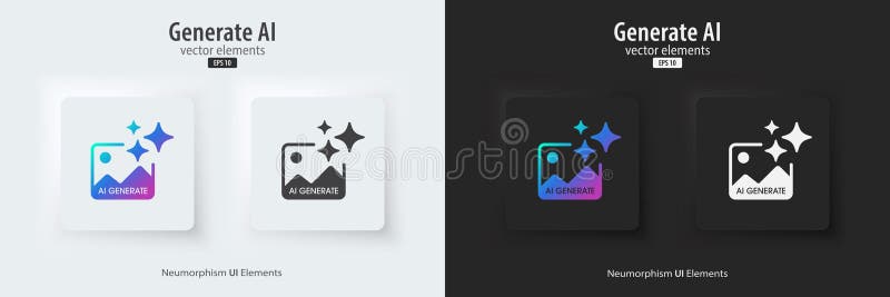 AI Generate Image Icon. a Set of Buttons with Symbols. Image ...