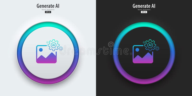 AI Generate Image Icon. a Set of Buttons with Symbols. Image ...