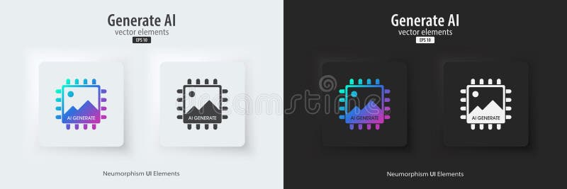 AI Generate Image Icon. a Set of Buttons with Symbols. Image ...