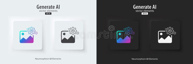 AI Generate Image Icon. a Set of Buttons with Symbols. Image ...