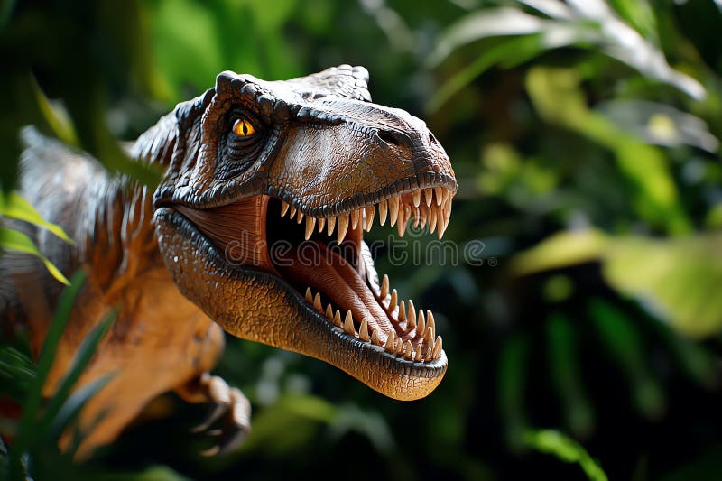 A Lifelike Image of a T-Rex Hunting in a Dense Jungle, with Its ...