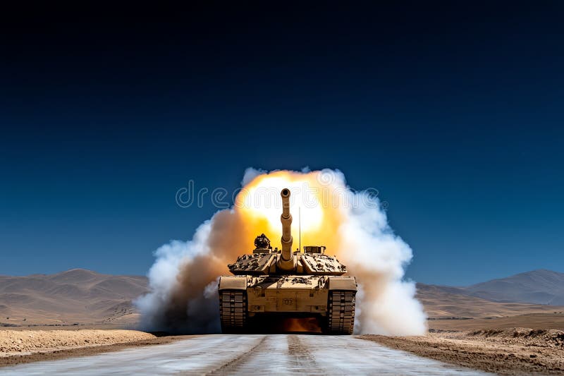 A Heavily Armored Tank Firing Its Main Cannon, with the Force of the ...