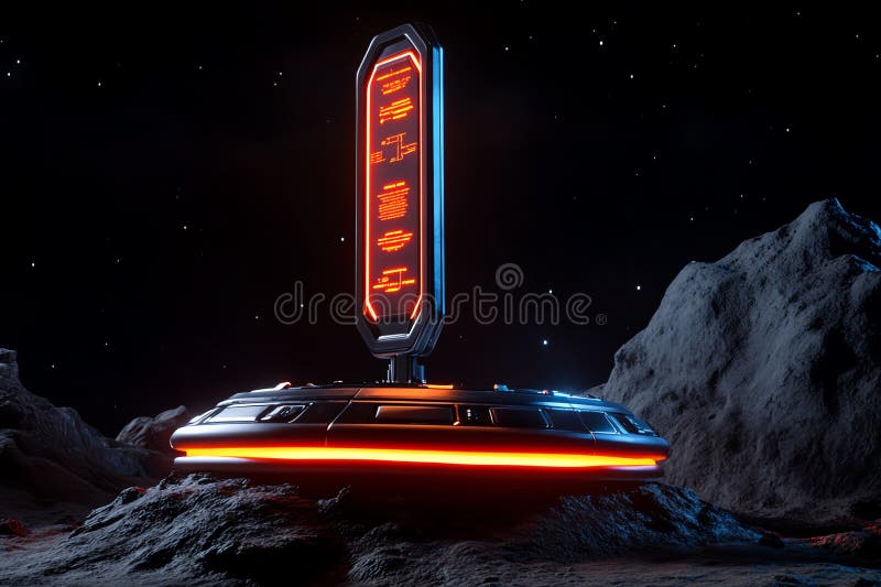 A Sci-Fi Communication Tower on a Desolate Asteroid, Transmitting ...