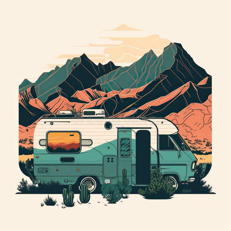 AI Generated. Generative AI. Vintage Retro Camper Rv Home Truck ...