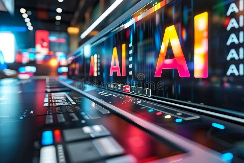 Abstract AI Visualization in High Tech Environment, Highlighting ...