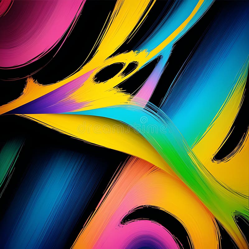AI Generated Abstract Artwork Depicting Random Strokes of Colorful ...