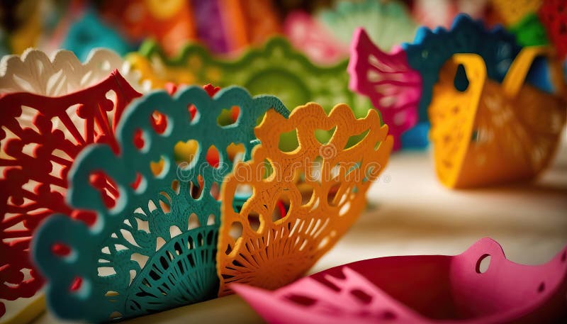 AI Generated Abstract Background with Mexican Paper Flags Stock ...