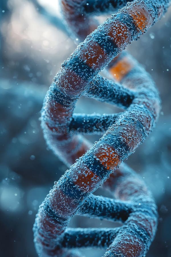 Abstract Blue Dna Strand Rendered with Glowing Lines and Scientific ...