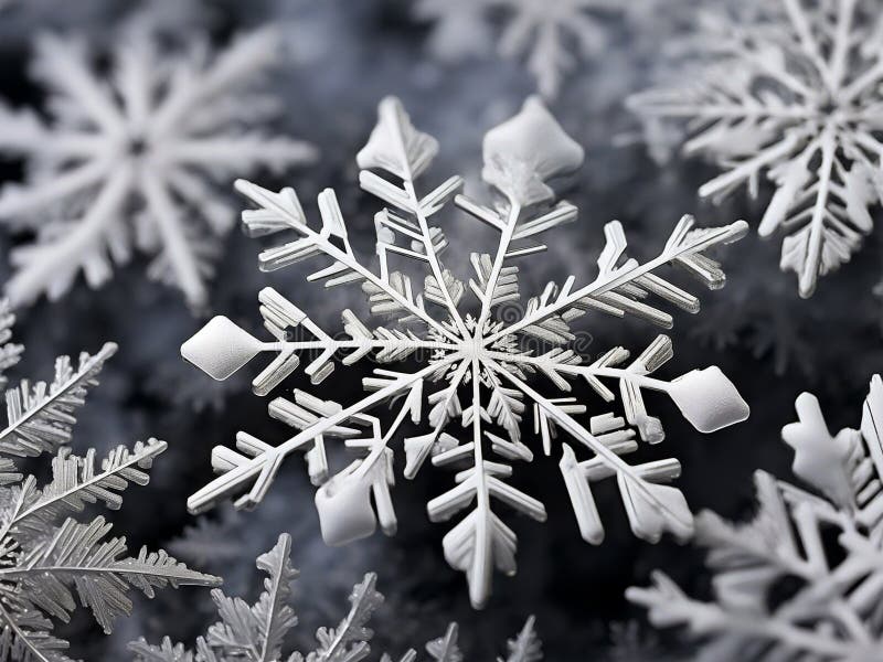 Close-up of Some Schematic Intricate White Snow Crystals of Different ...