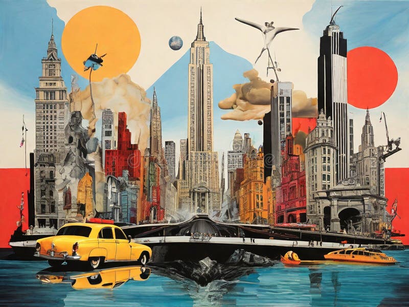 Collage of New York Landmarks. Stock Image - Image of architecture ...