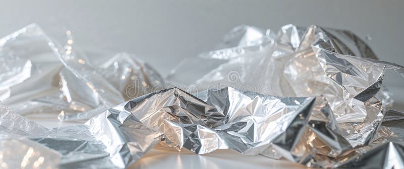 Abstract Crinkled Plastic Wrap with Metallic Reflective Texture for ...