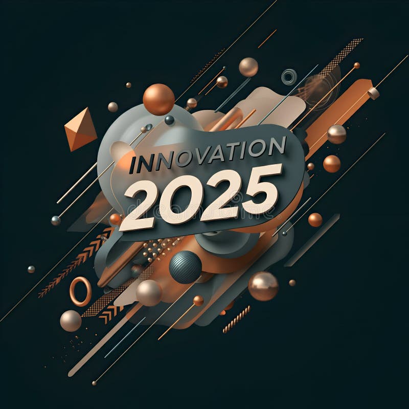 AI Generated Abstract 3D Design Featuring Year 2025 Stock Illustration ...