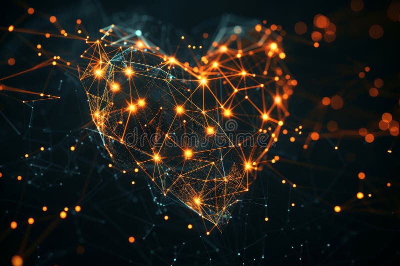 Abstract Digital Heart with Glowing Network Connections, Symbolizing ...