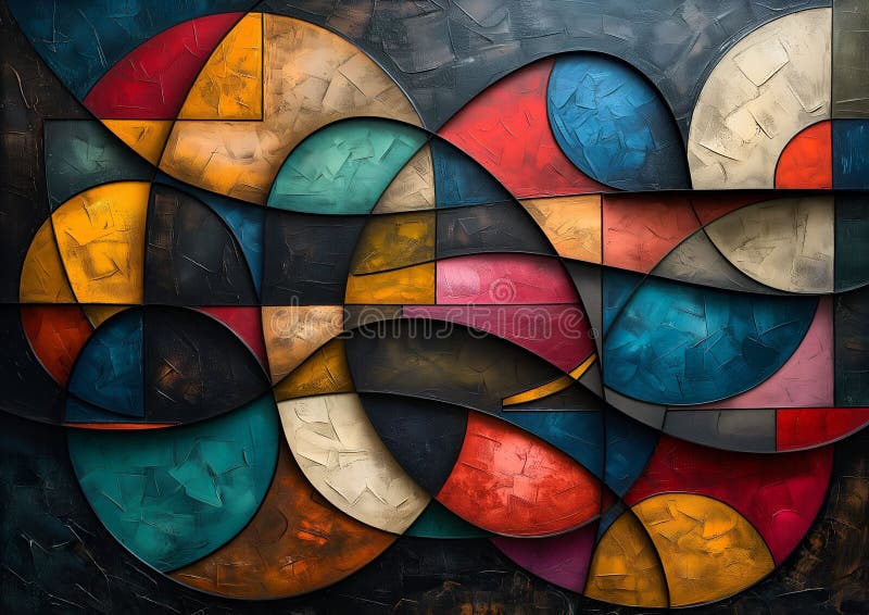 Ai Generated Abstract Expressionist Geometric Painting with Vibrant ...