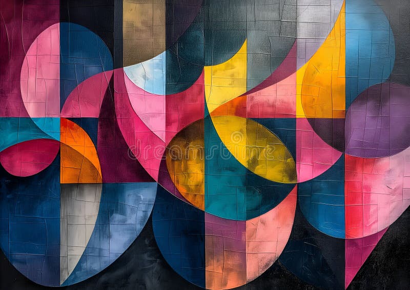 Ai Generated Abstract Expressionist Geometric Painting with Vibrant ...