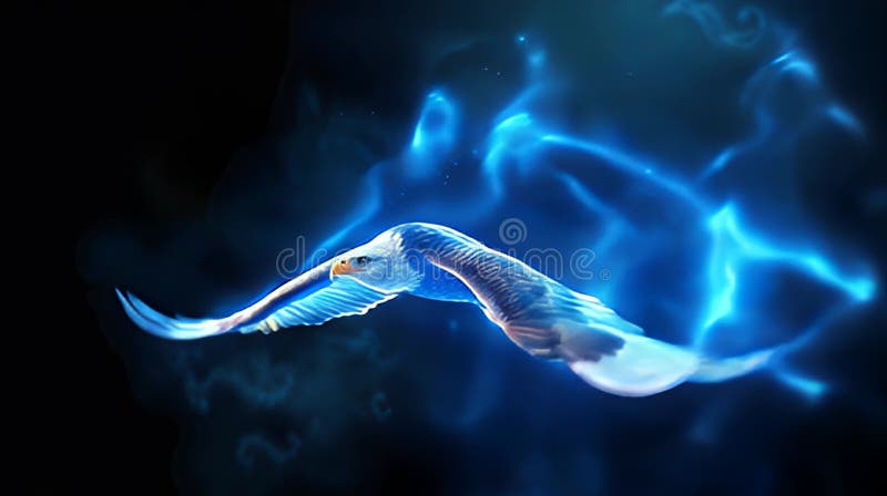 Abstract Flying Eagle with Blue Visual Effect and Particles - Eagle ...