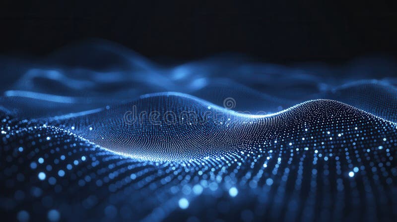 Abstract Blue Wavy Particle Background Forming Digital Landscape Stock ...