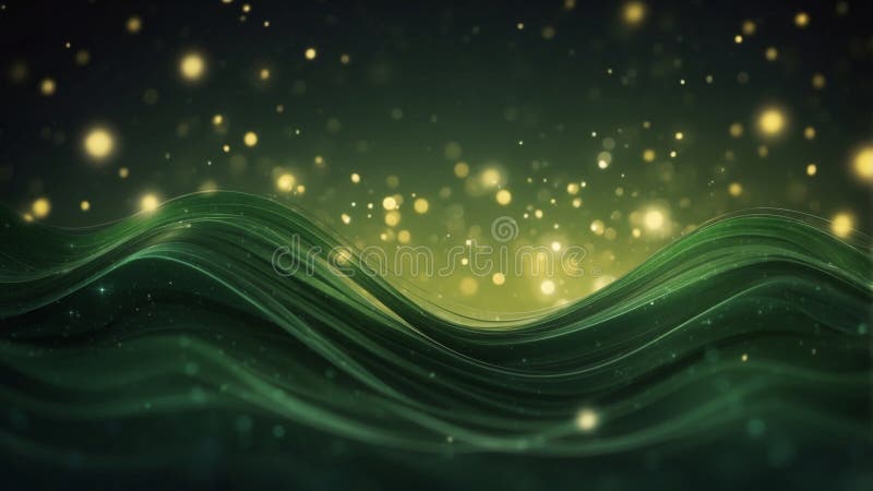 Abstract Green Waves with a Starry Background. Stock Illustration ...