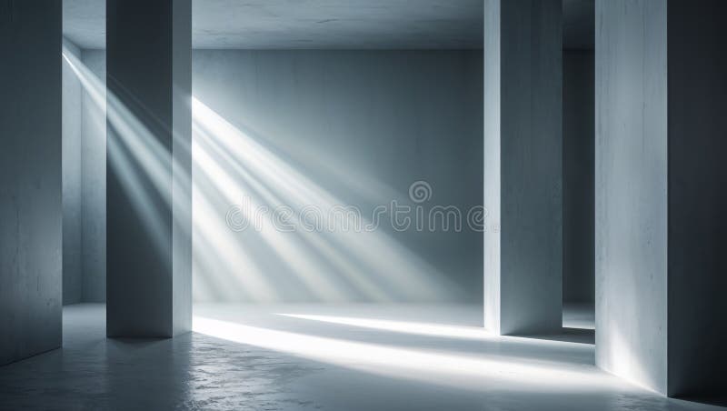 Abstract Grey Room with Light Rays and Columns Stock Photo - Image of ...