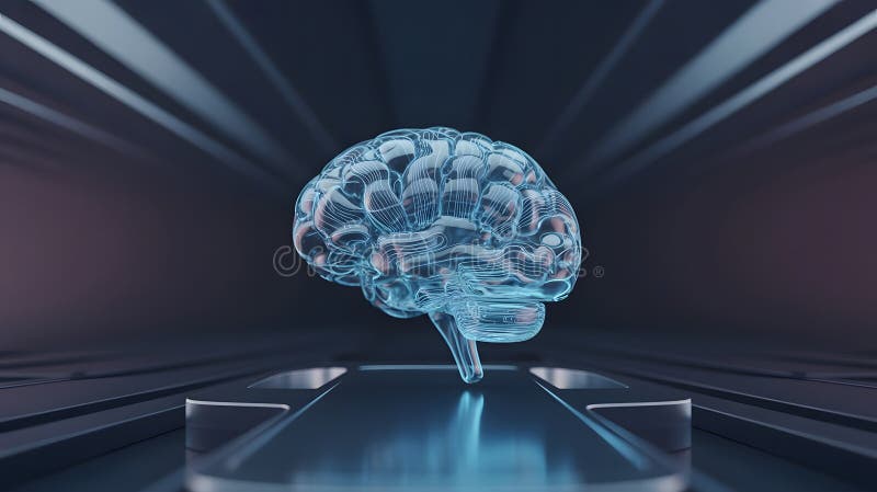 AI-Generated Abstract Holographic Brain on Dark Platform Stock ...