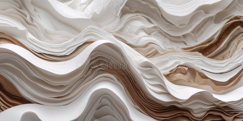 Abstract Image Displaying Layers of Textured Cream and Brown Materials ...