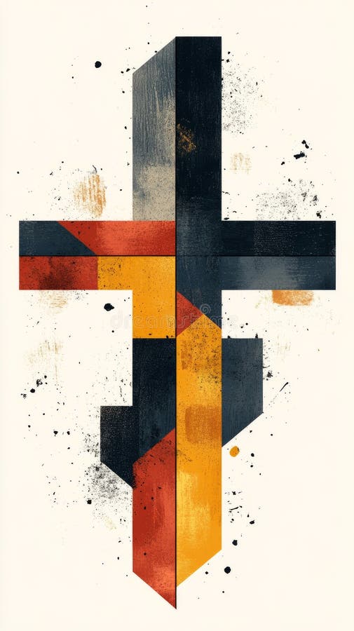 Abstract Cross Design with Black, Yellow, and Red. Stock Illustration ...