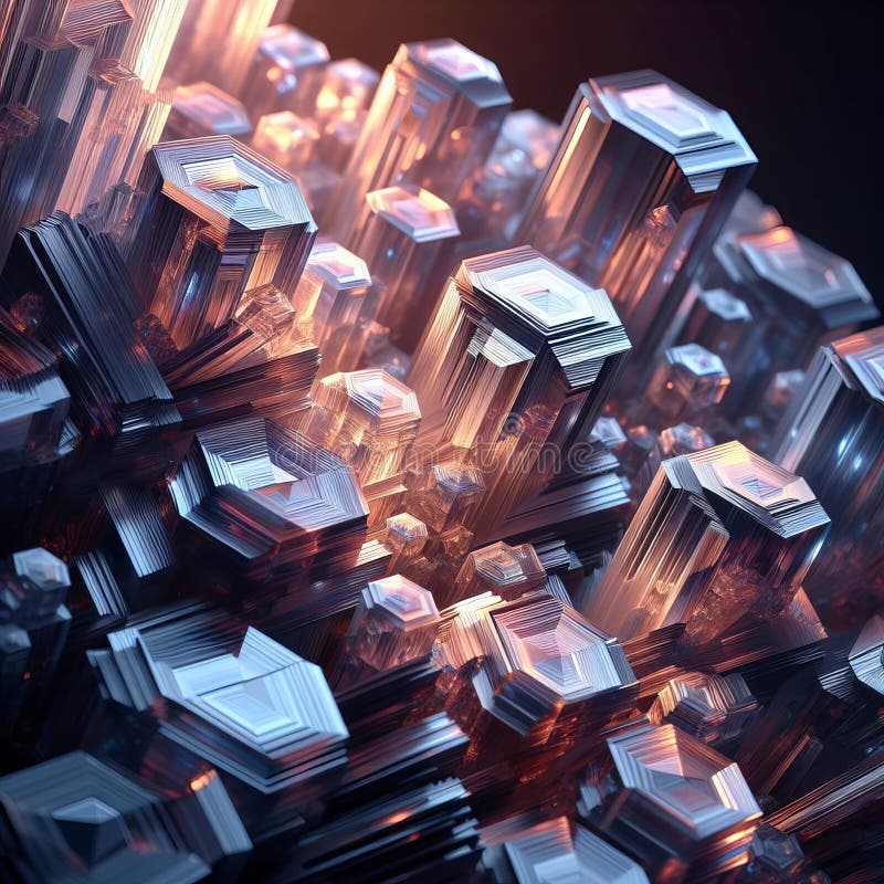 Abstract Geometric Crystal Structures with Warm Lighting Stock Image ...