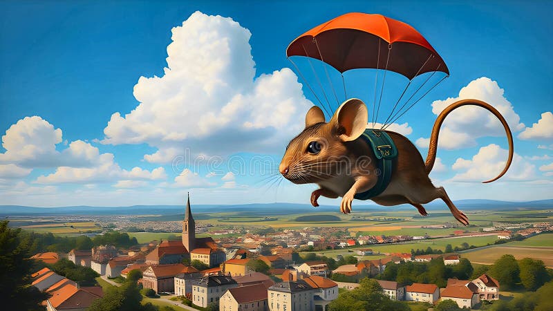 Mouse Making Her Parachute Drop Stock Illustration - Illustration of ...