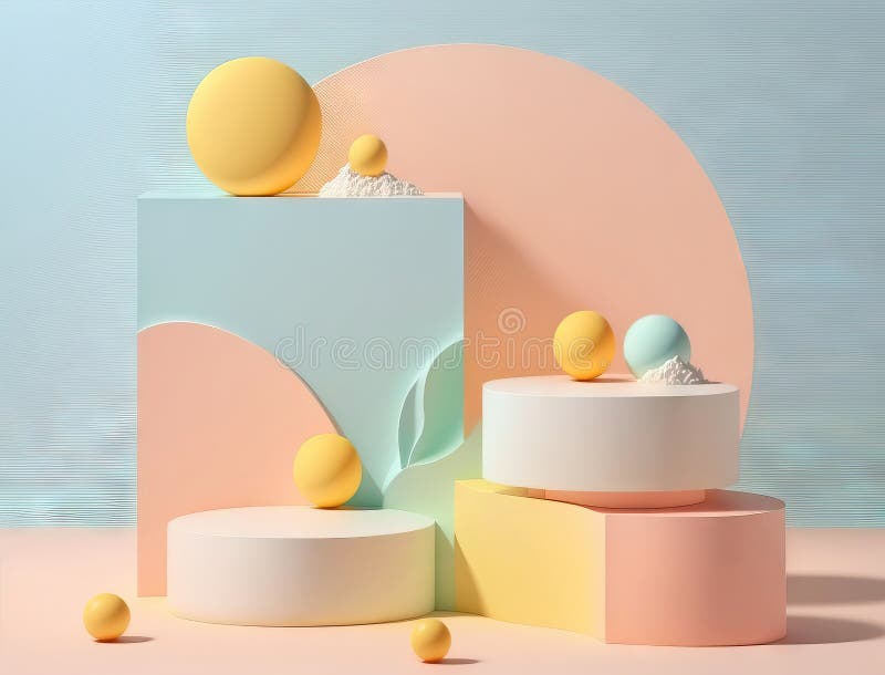 AI Generated Abstract Minimal Geometric Forms, Podium for Product ...