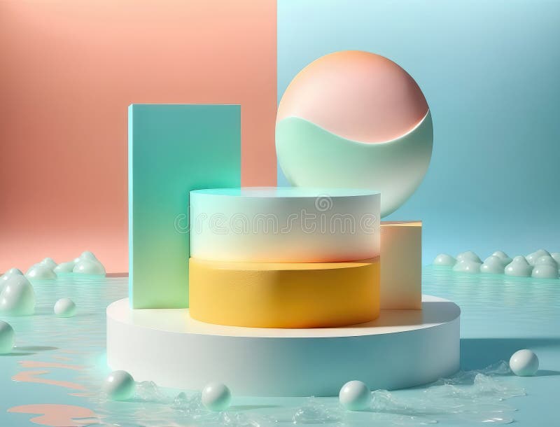 AI Generated Abstract Minimal Geometric Forms, Podium for Product ...