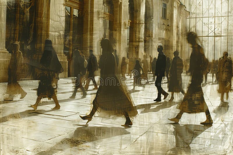 Abstract Motion Blur of People Walking in an Urban Setting, Creating a ...