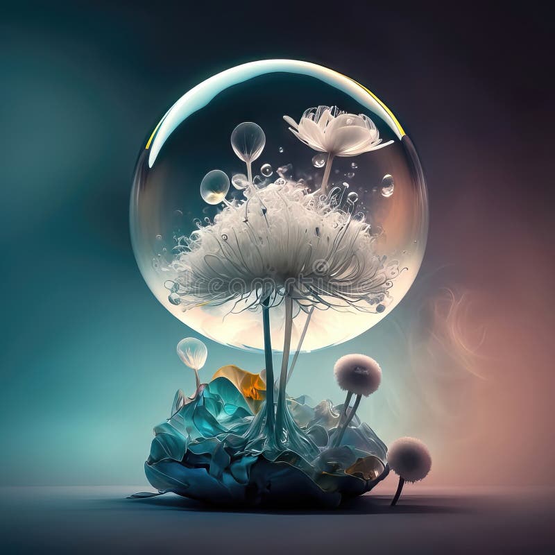 AI Generated Abstract Multicolored Composition, Giant Mushroom in Shape ...