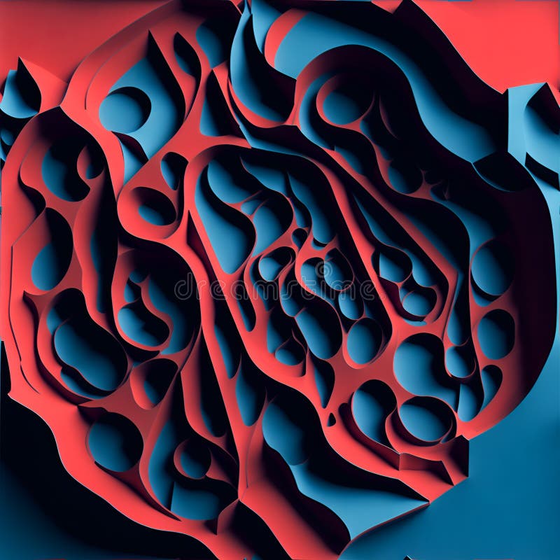 Ai Generated an Abstract Red and Blue Paper Created by AI Technology ...