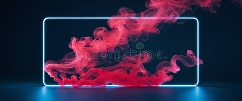 Abstract Red Smoke Effect with Neon Frame Perfect for Design. Stock ...