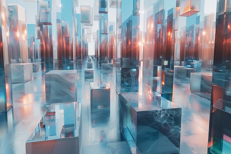 Abstract Reflective Crystal Structures with Rainbow Hues, Creating a ...