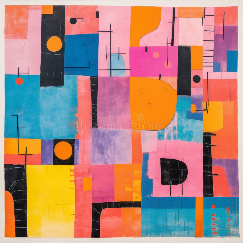 AI-Generated Abstract Riso Style Image with Pastel Colors Stock ...