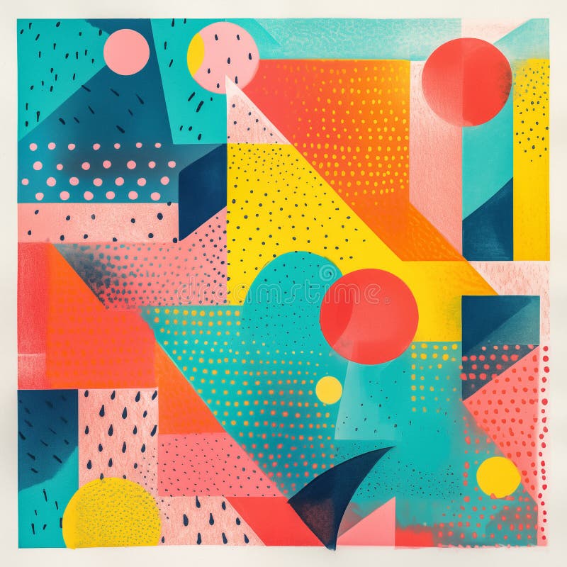 AI-Generated Abstract Riso Style Image with Pastel Colors Stock ...