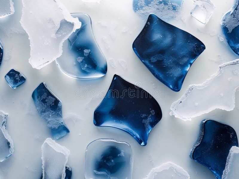 Abstract Shapes and Deep Blue Colors on a Natural Ice Surface Create a ...