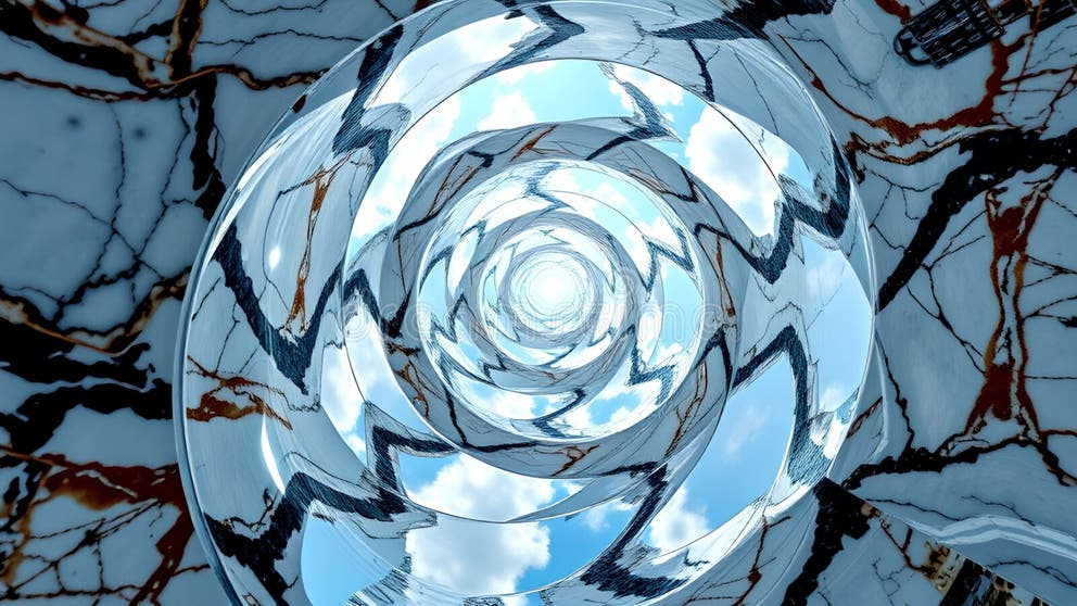 AI-generated Abstract Spiral Pattern with Reflective Surfaces and ...