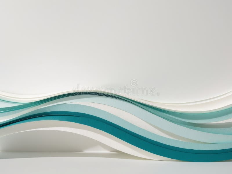 Abstract Teal and White Paper Wave Design. Stock Image - Image of ...