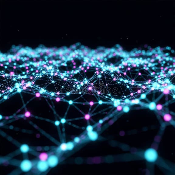 AI-generated Abstract Network with Glowing Data Nodes Stock Photo ...