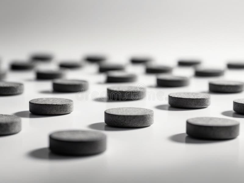 Activated Carbon Tablets on Light Background. Stock Image - Image of ...