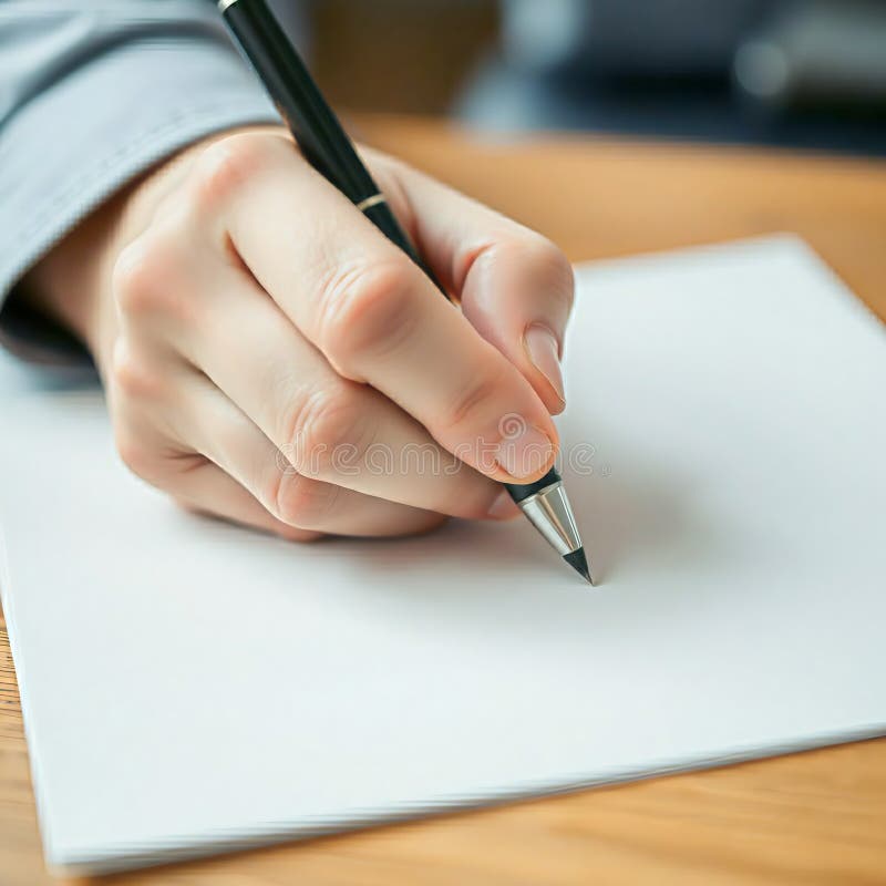 The Activity of Writing Something with a Pen on Paper Stock ...