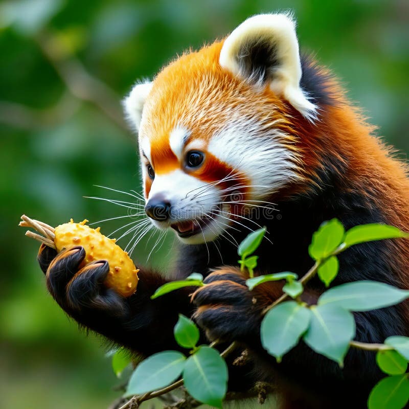 An Adorable Red Panda with Reddish Brown Fur, a White Patterned Face ...
