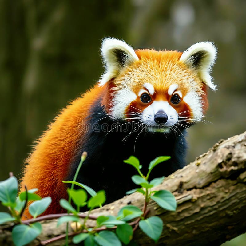 An Adorable Red Panda with Reddish Brown Fur, a White Patterned Face ...