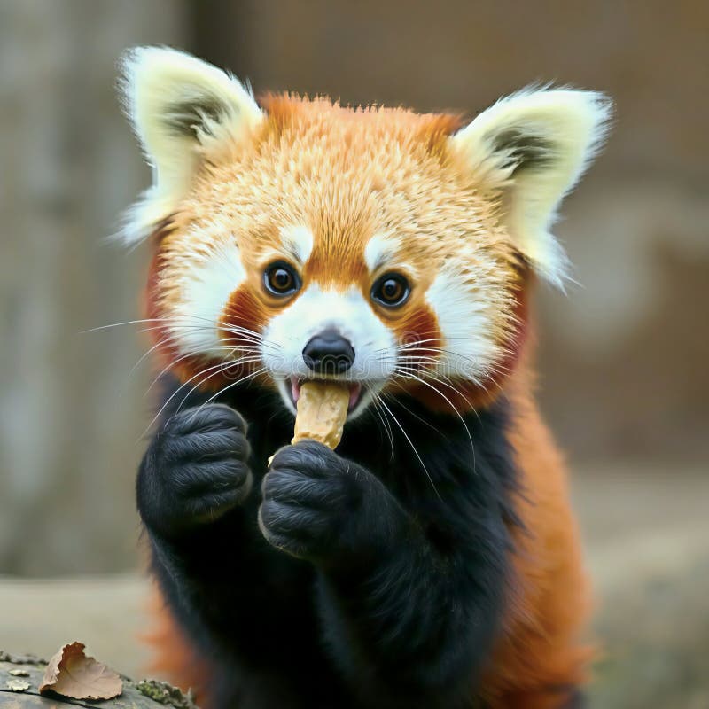 An Adorable Red Panda with Reddish Brown Fur, a White Patterned Face ...