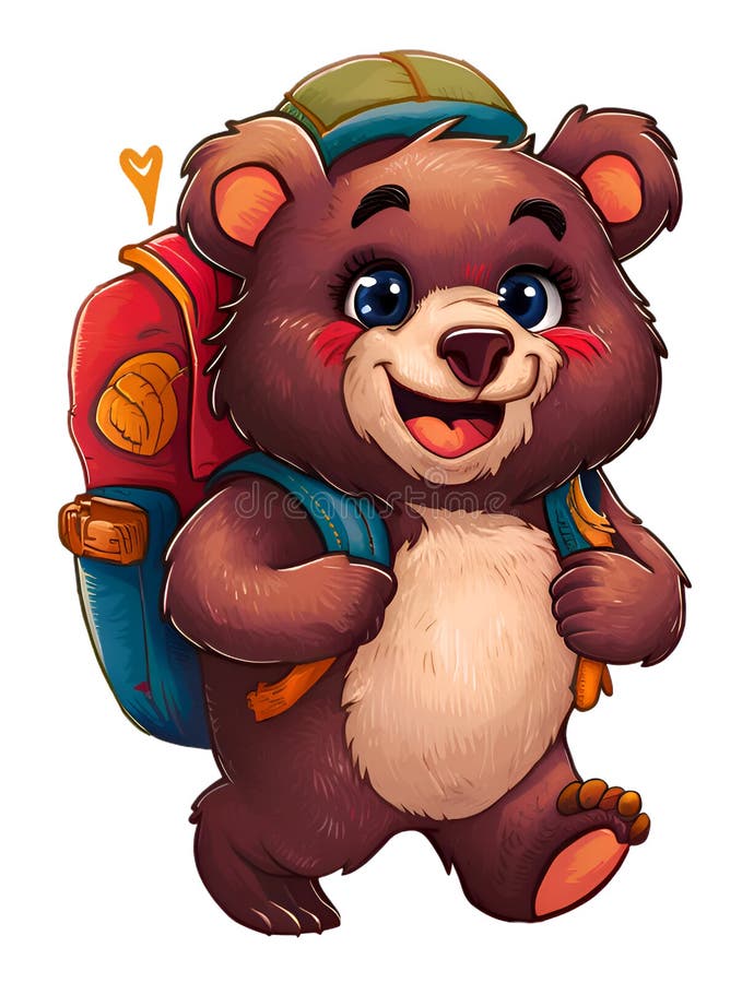 AI-generated Adventurous Bear with Backpack Stock Illustration ...
