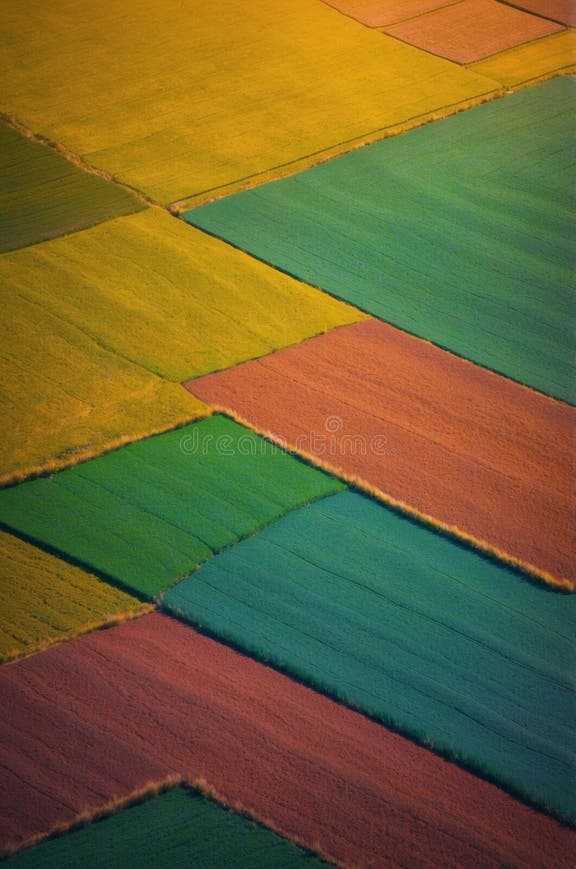 Aerial View of Cultivated Fields with Diagonal Rows. Stock Photo ...