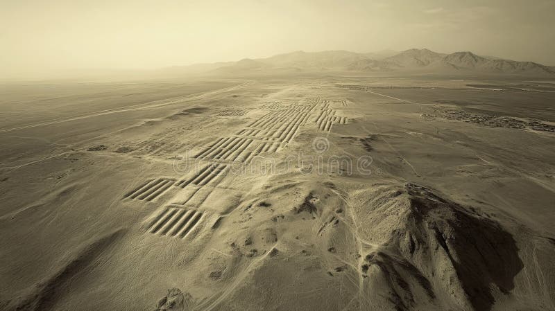 AI-generated Aerial View of a Desert Landscape with Geometric Patterns ...