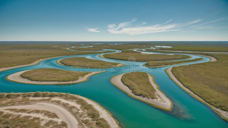 Aerial View of a Meandering River System. Stock Image - Image of birds ...